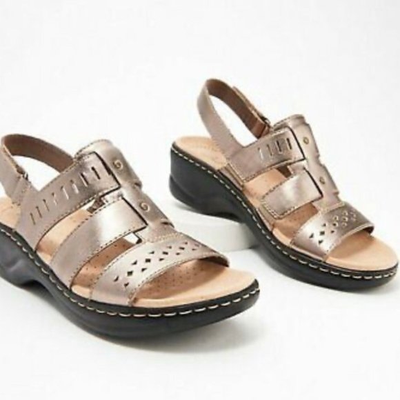Clarks | Shoes | New Gold Clarks Collection Womens Lexi Qwin Wedge ...